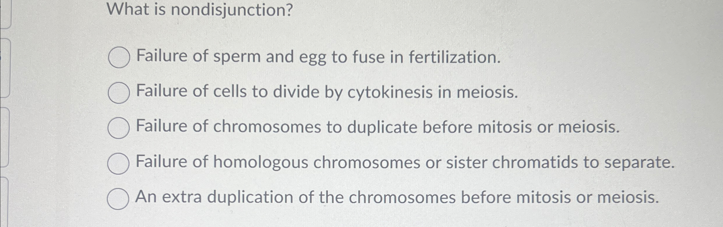 Solved What is nondisjunction?Failure of sperm and egg to | Chegg.com