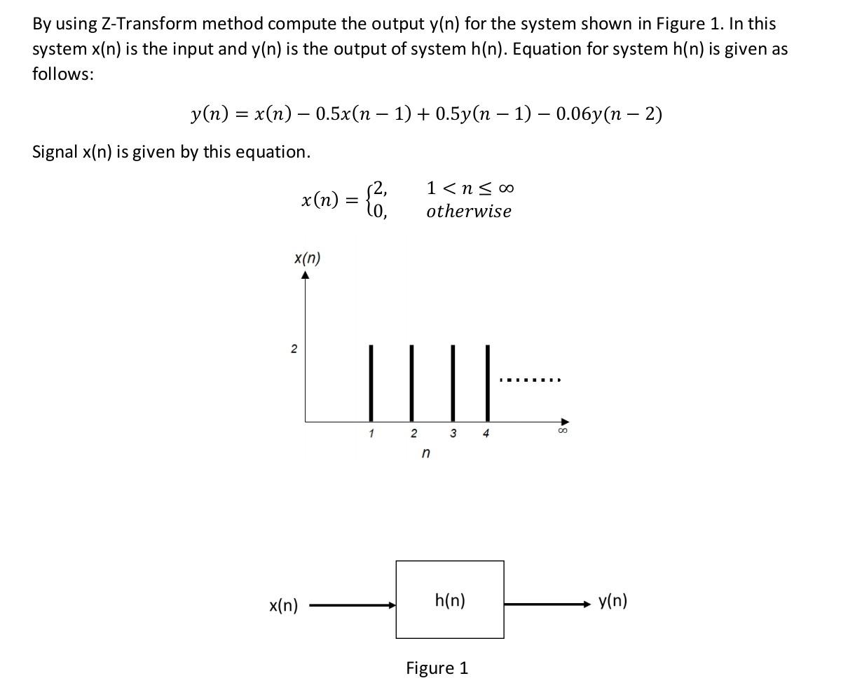 Solved By Using Z Transform Method Compute The Output Yn 