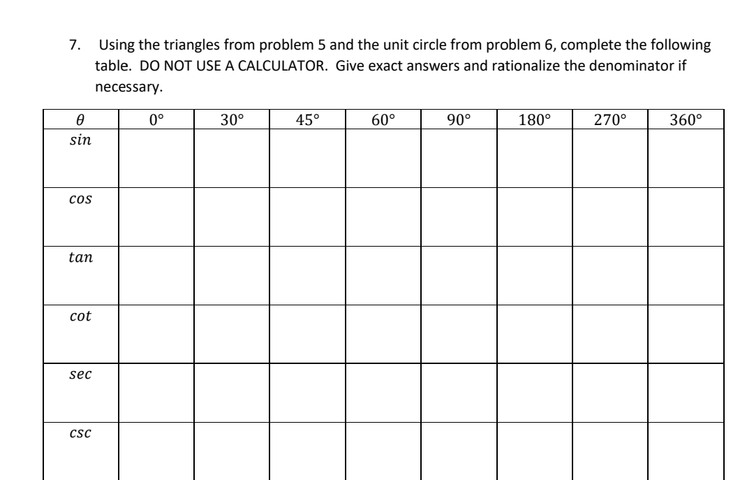 Solved 7. Using the triangles from problem 5 and the unit | Chegg.com