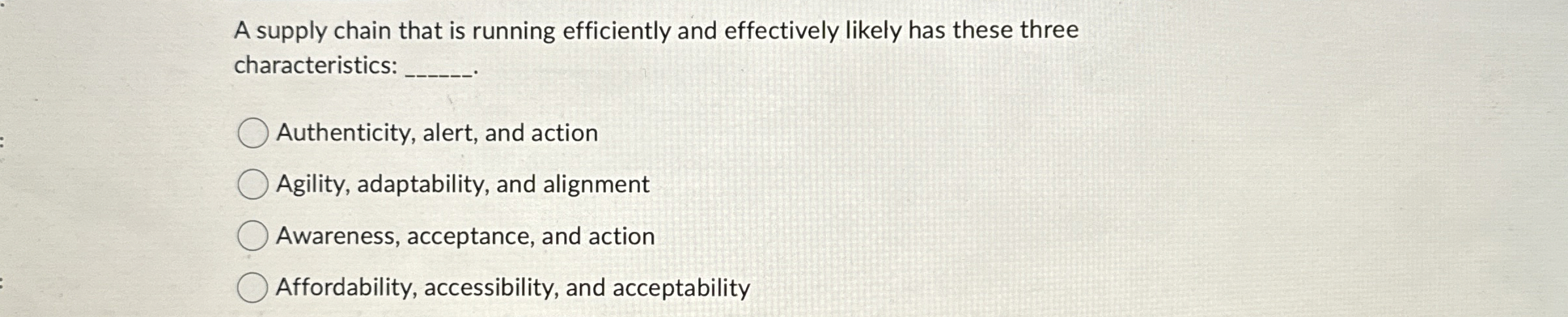 Solved A supply chain that is running efficiently and | Chegg.com