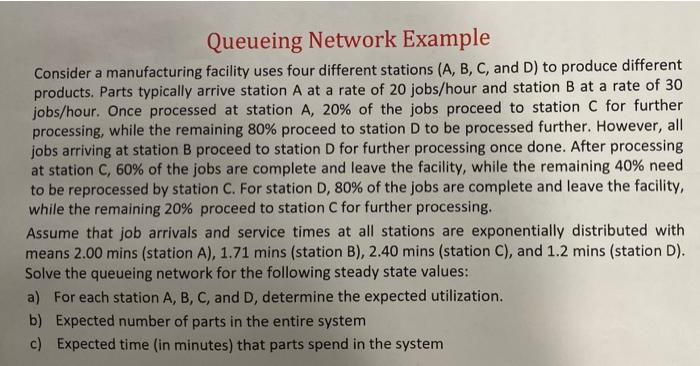 Solved Queueing Network Example Consider a manufacturing | Chegg.com