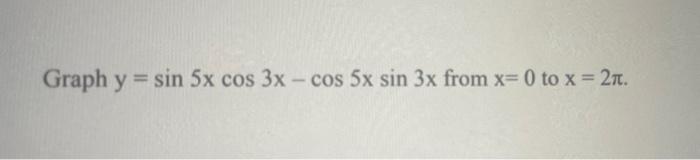 Solved Graph y=sin5xcos3x−cos5xsin3x from x=0 to x=2π. | Chegg.com