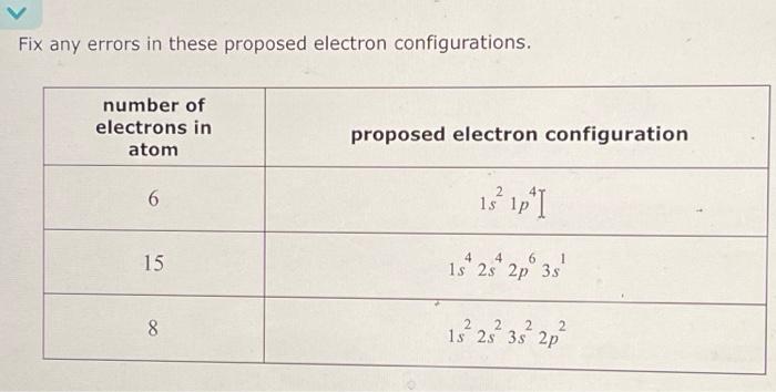 Solved Fix any errors in these proposed electron | Chegg.com