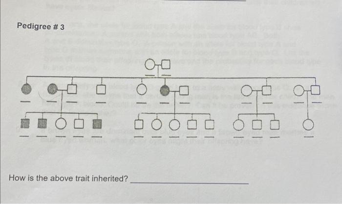 Solved Pedigree \# 3 How is the above trait inherited? | Chegg.com