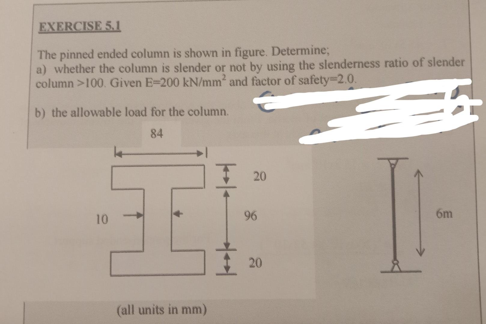 Solved The pinned ended column is shown in figure. | Chegg.com