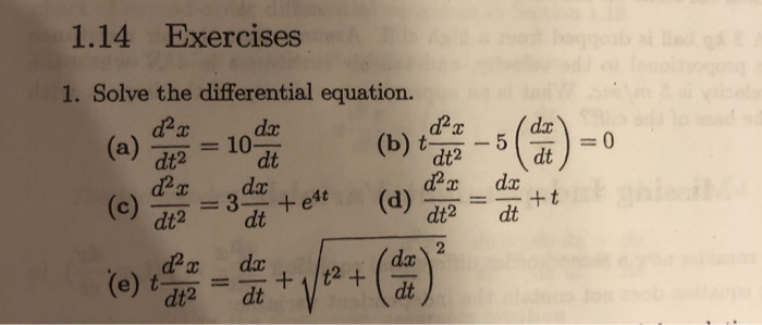 Solved 1.14 Exercises 1. Solve the differential equation. | Chegg.com