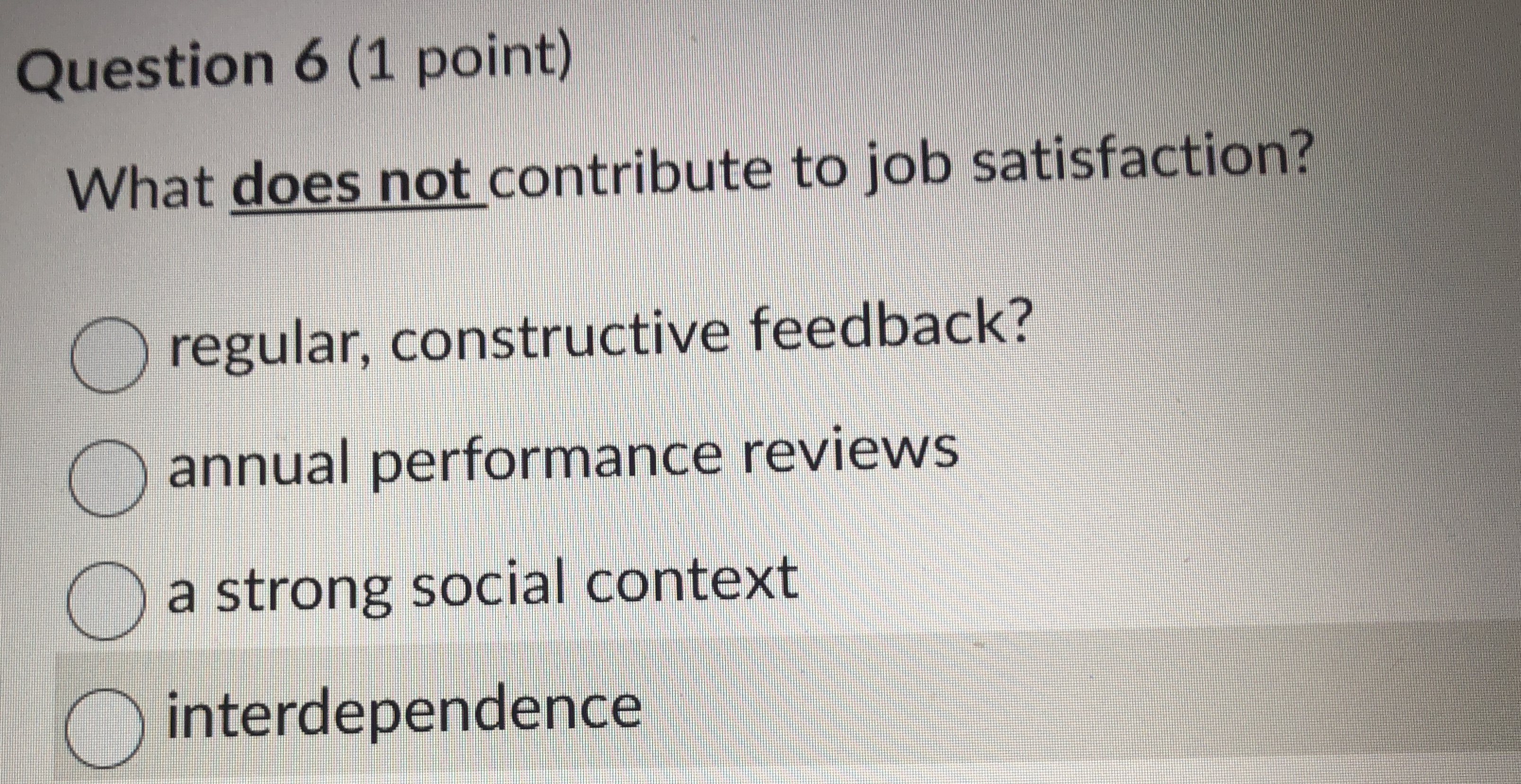 Solved Question 6 (1 ﻿point)What does not contribute to job | Chegg.com
