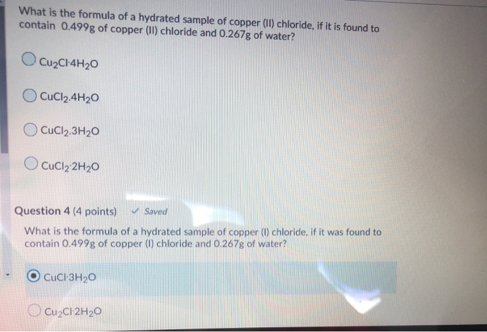 Solved What is the formula of a hydrated sample of copper | Chegg.com