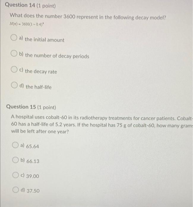 Solved Question 14 (1 point) What does the number 3600 | Chegg.com