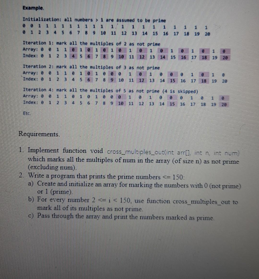 Solved Example Initialization: all numbers » i are assumed | Chegg.com