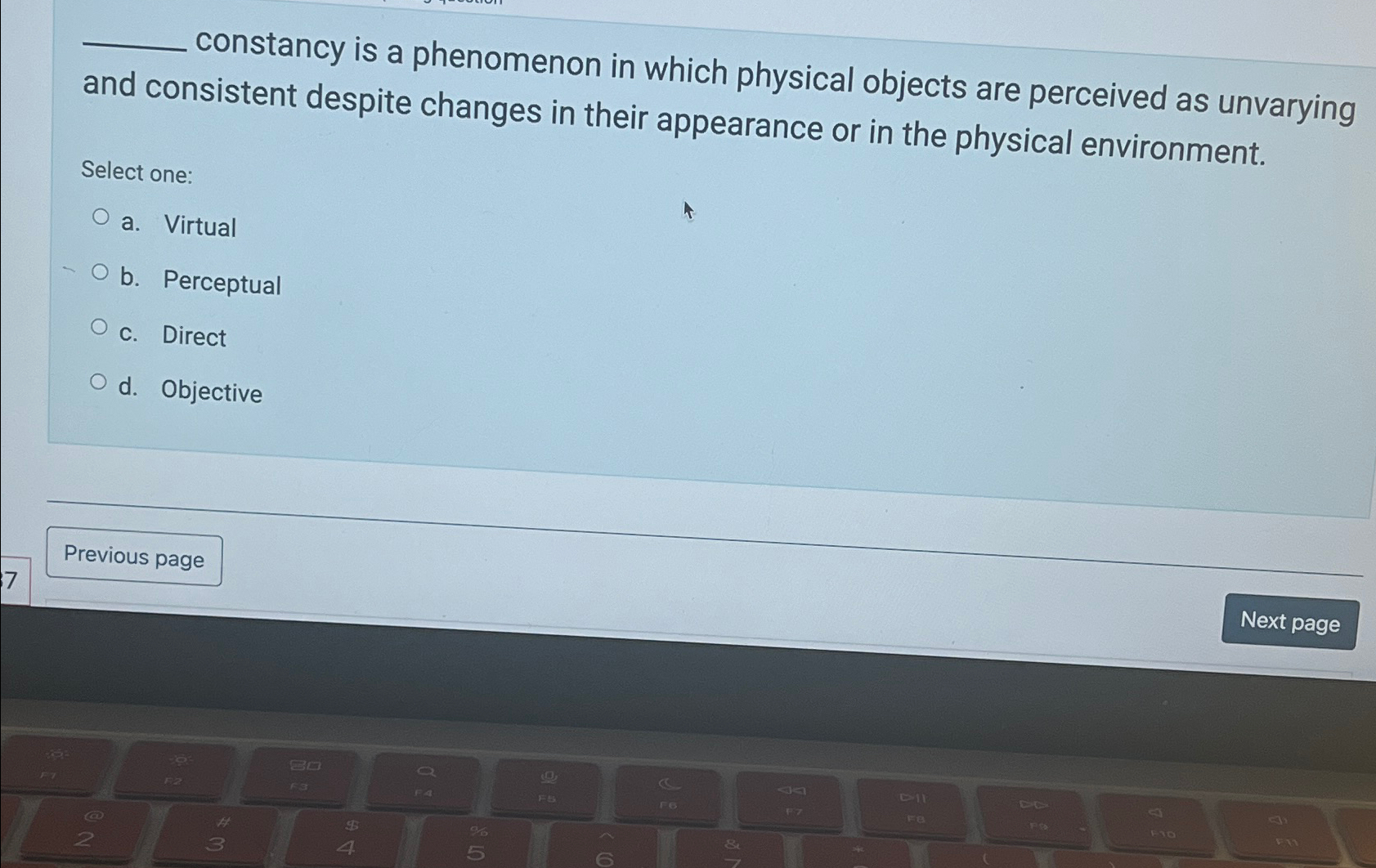 Solved constancy is a phenomenon in which physical objects | Chegg.com
