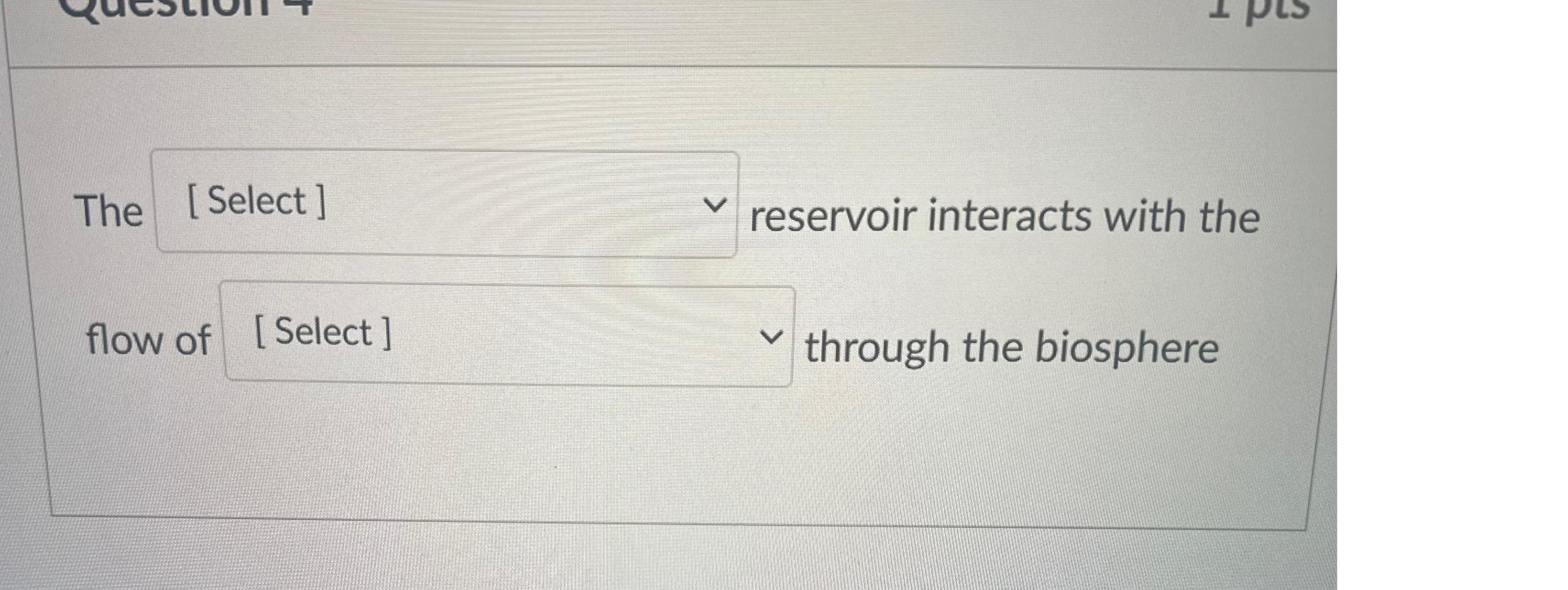 Solved The[ ﻿Select ]reservoir interacts with theflow of [ | Chegg.com