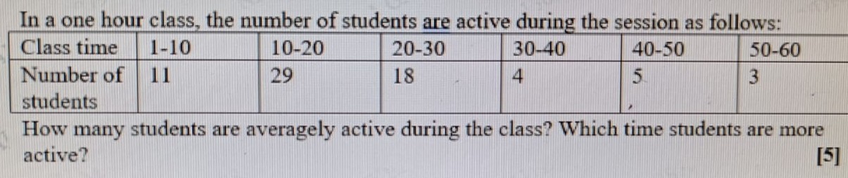 Solved In a one hour class, the number of students are | Chegg.com
