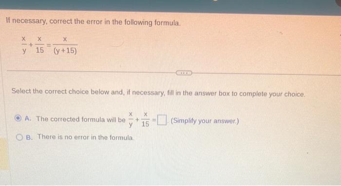 Solved If necessary, correct the error in the following | Chegg.com