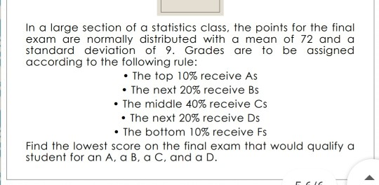 Solved In a large section of a statistics class, the points | Chegg.com
