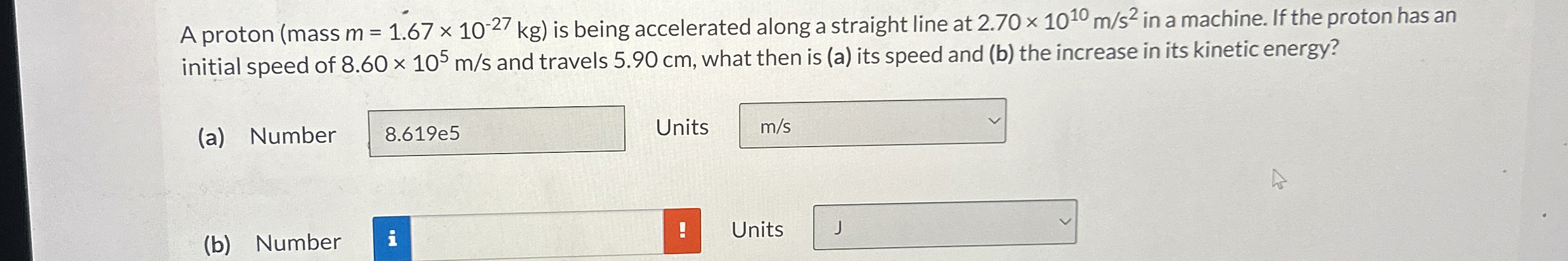 Solved A proton (mass m=1.67×10-27kg ) ﻿is being accelerated | Chegg.com