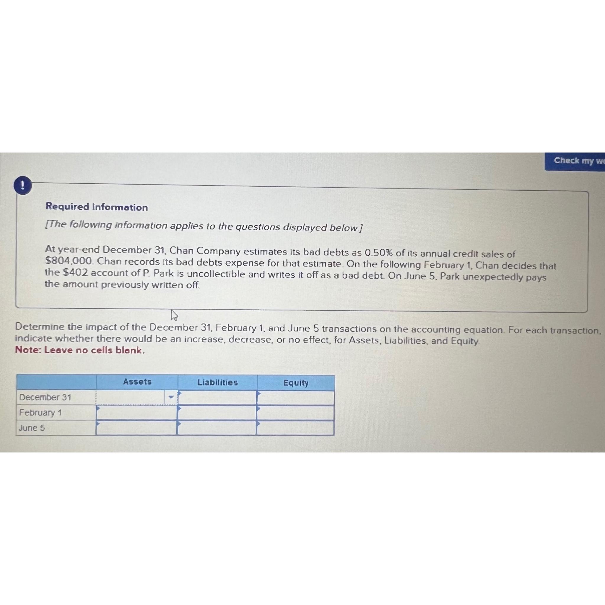 Solved Check my ﻿w!Required informotionThe following | Chegg.com