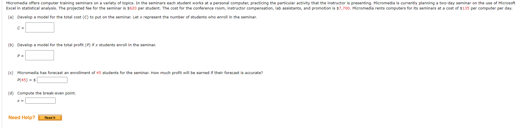 Solved (a) ﻿Develop a model for the total cost (C) ﻿to put | Chegg.com