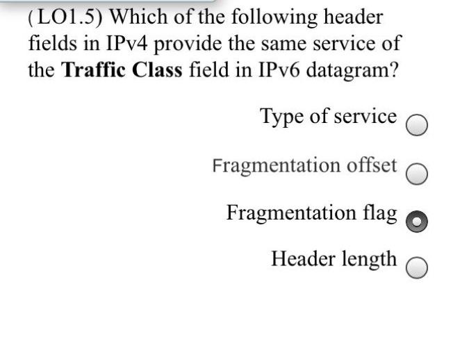Solved (L01.5) Which of the following header fields in IPv4 | Chegg.com