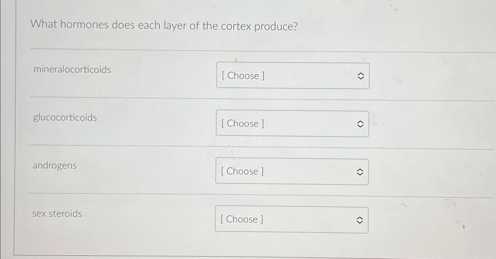 Solved What hormones does each layer of the cortex | Chegg.com