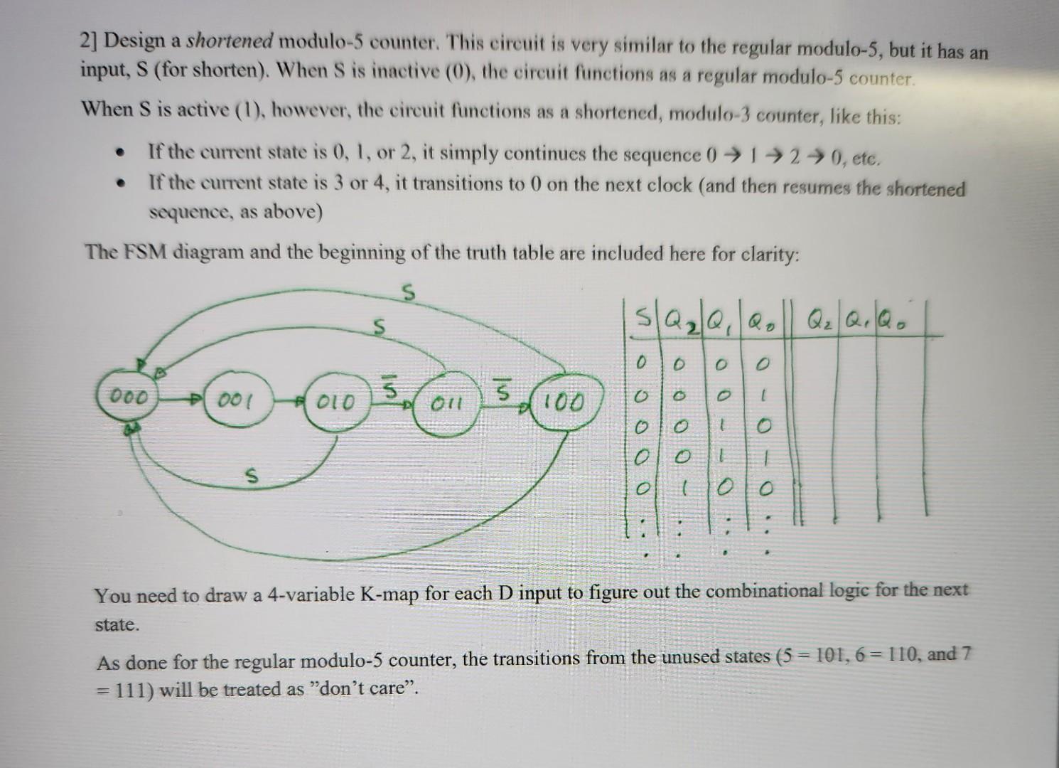 Solved 2 Design A Shortened Modulo 5 Counter This Circuit 7248