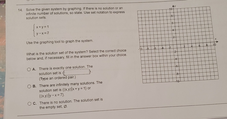 Solved Solve the given system by graphing. If there is no | Chegg.com