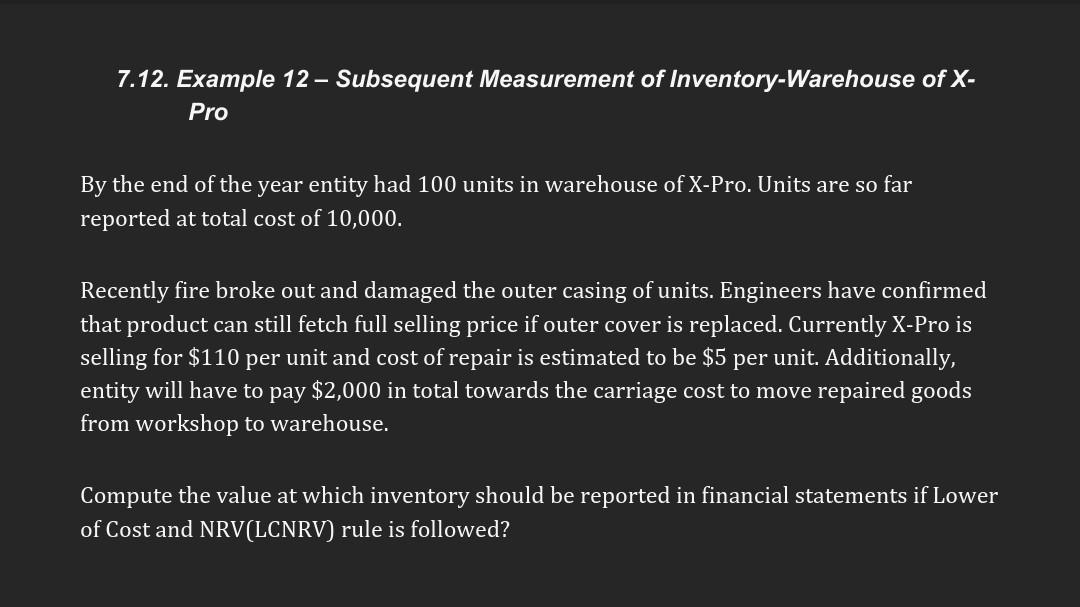 Solved 7.12. Example 12 - Subsequent Measurement of | Chegg.com