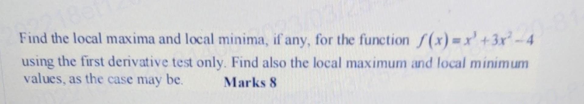 Solved Find the local maxima and local minima, if any, for | Chegg.com
