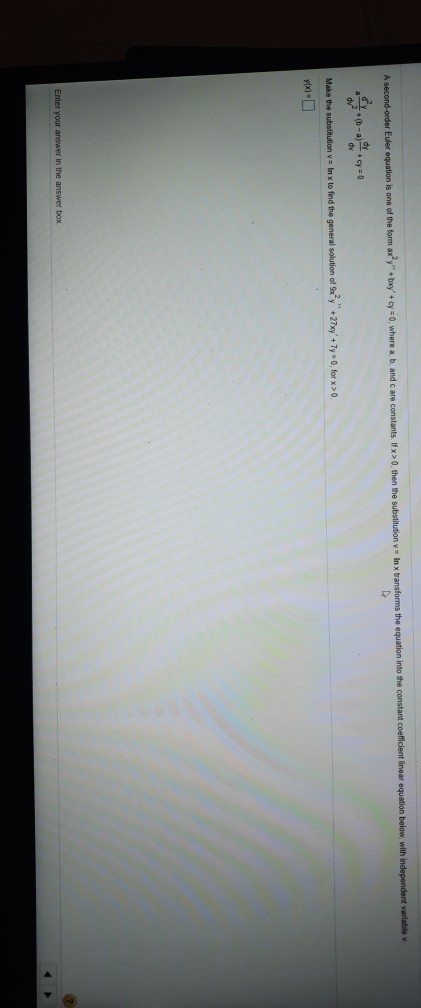 Solved A Second Order Euler Equation Is One Of The Form