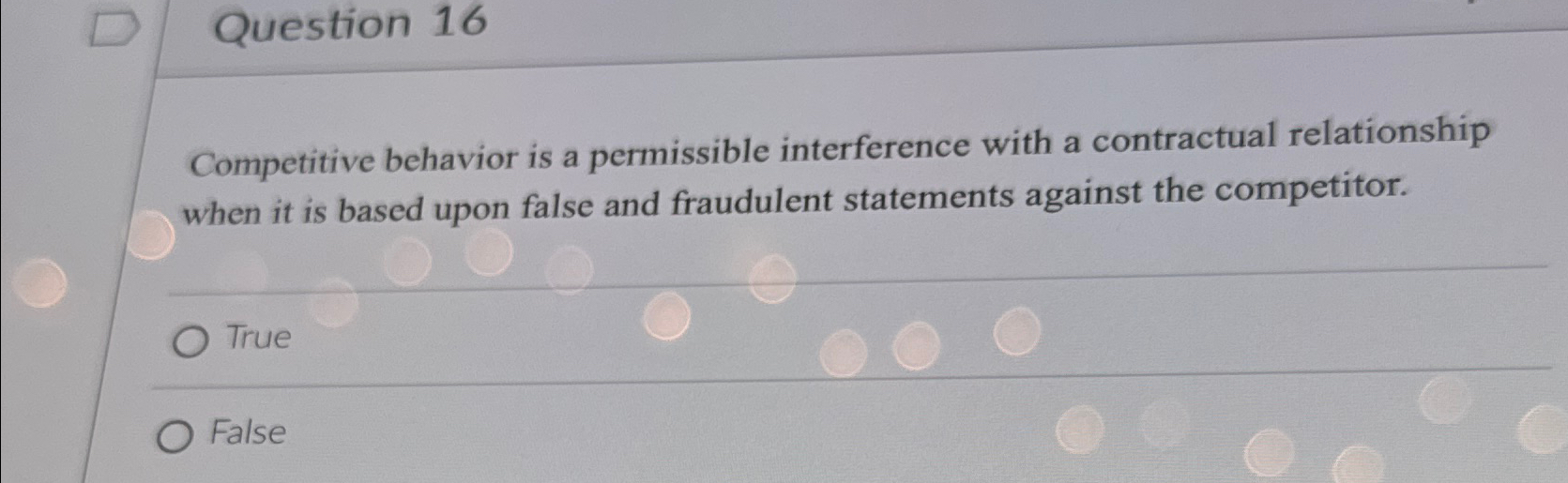 Solved Question 16Competitive behavior is a permissible | Chegg.com