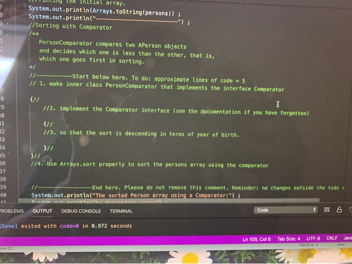 Solved /** Sorting with Comparator interface */import | Chegg.com