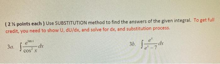 Solved (2 72 points each ) Use SUBSTITUTION method to find | Chegg.com