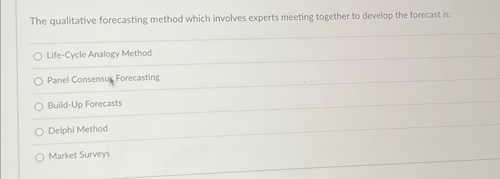Solved The qualitative forecasting method which involves | Chegg.com