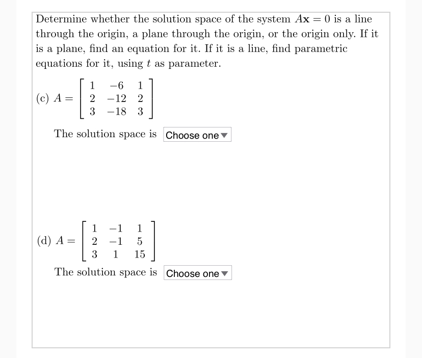 Solved Determine whether the solution space of the system | Chegg.com