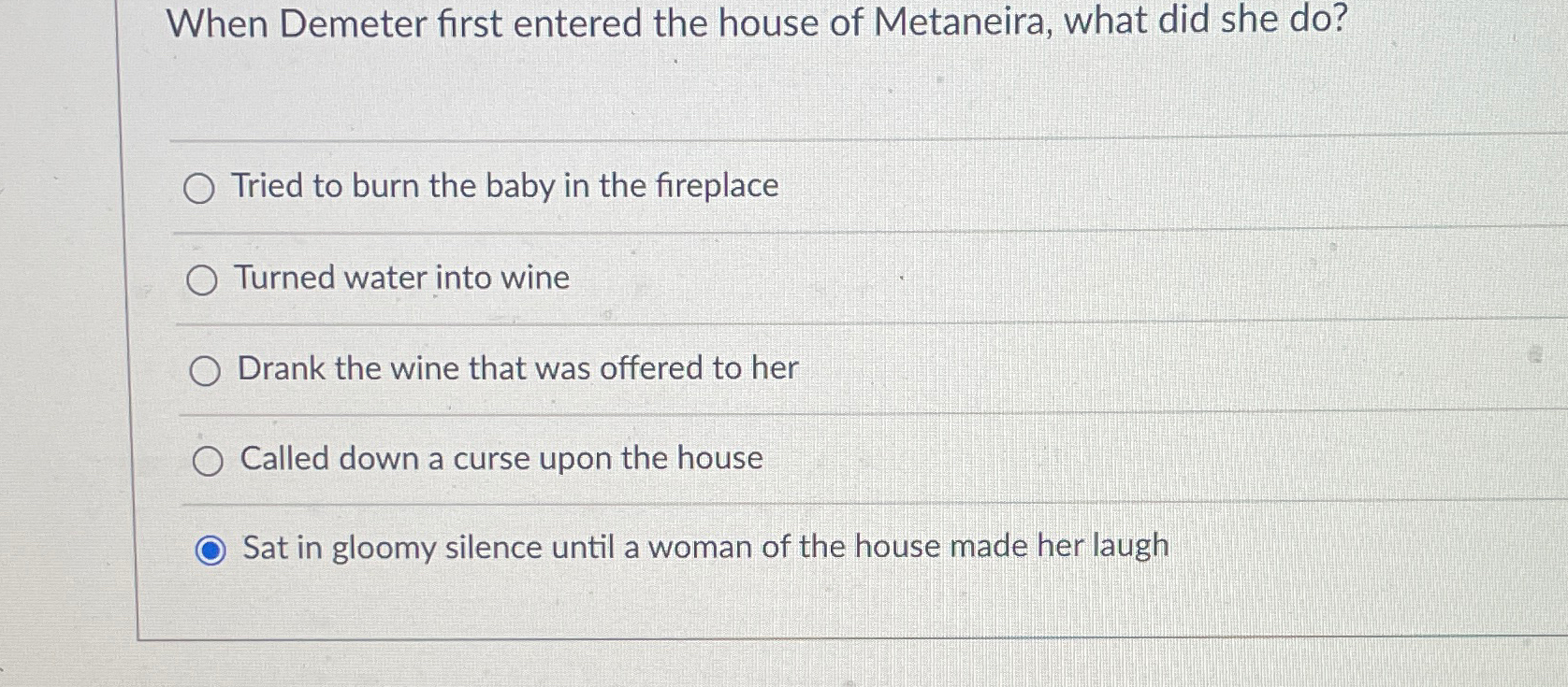 Solved When Demeter first entered the house of Metaneira, | Chegg.com