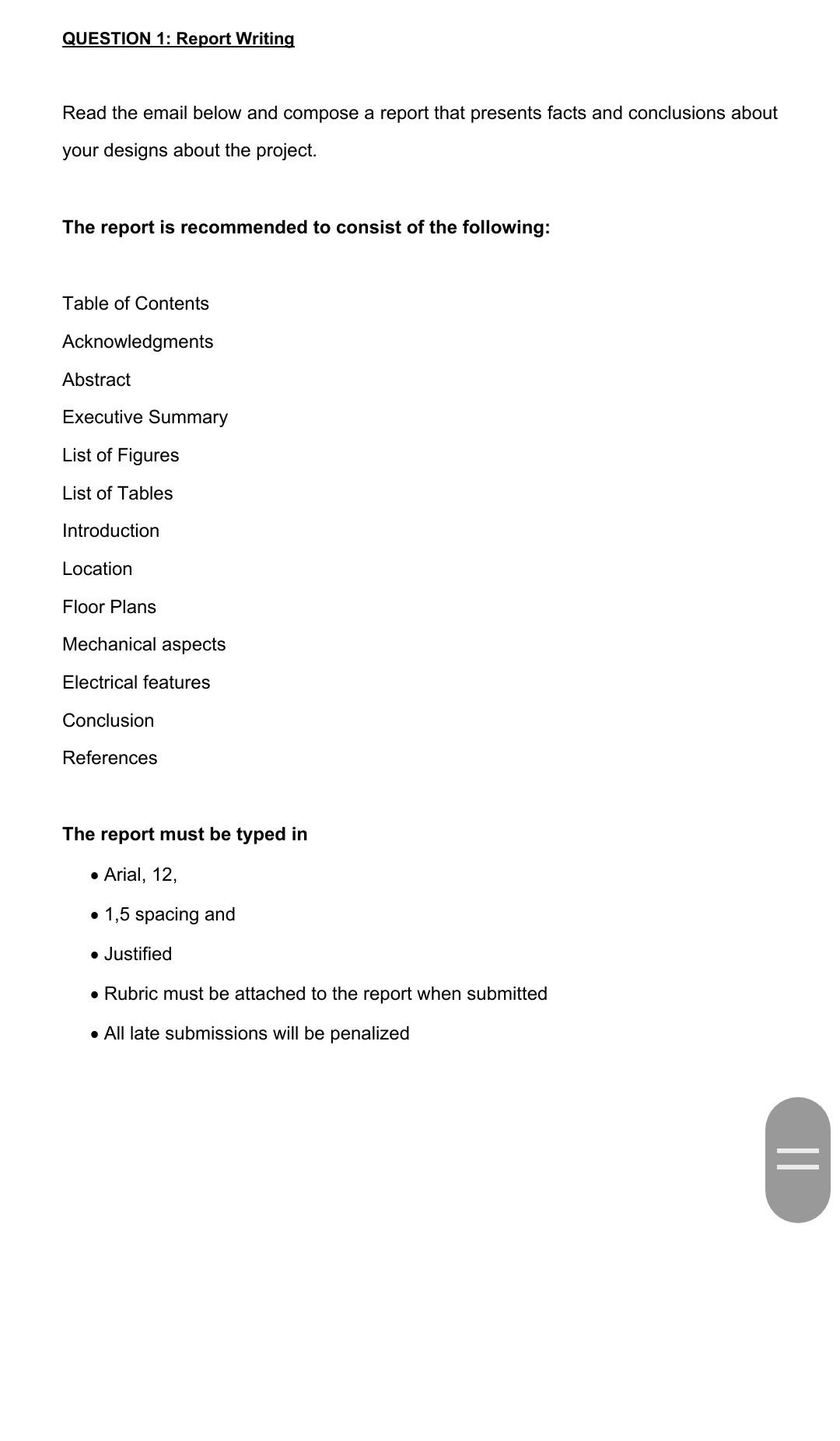 QUESTION 1: Report Writing Read the email below and | Chegg.com