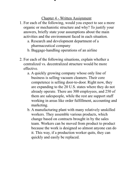 Solved Chapter 4 - Written Assignment 1. For each of the | Chegg.com