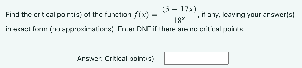 Solved Find the critical point(s) ﻿of the function | Chegg.com