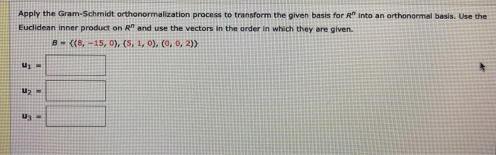 Solved Apply the Gram-Schmidt orthonormalization process to | Chegg.com