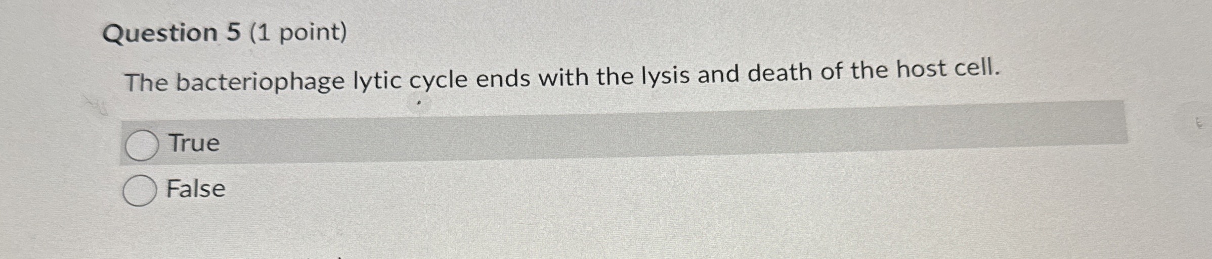 Solved Question 5 (1 ﻿point)The bacteriophage lytic cycle | Chegg.com