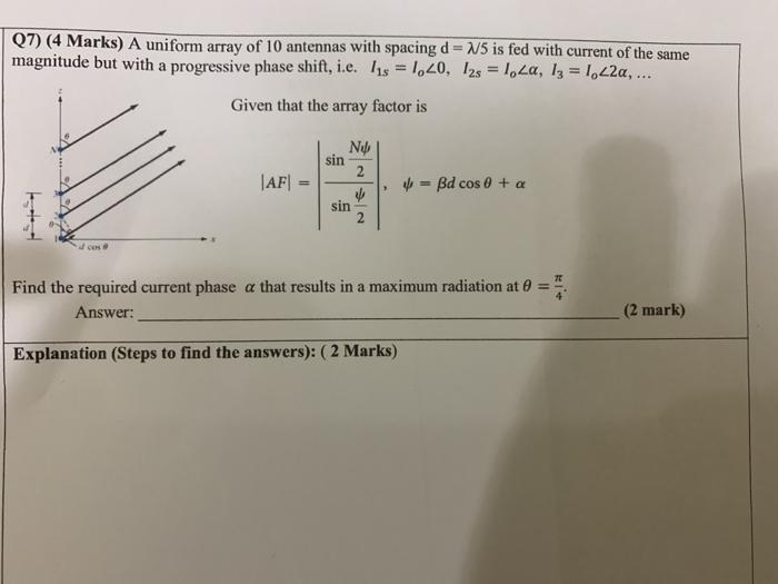 Solved Q7) (4 Marks) A uniform array of 10 antennas with | Chegg.com