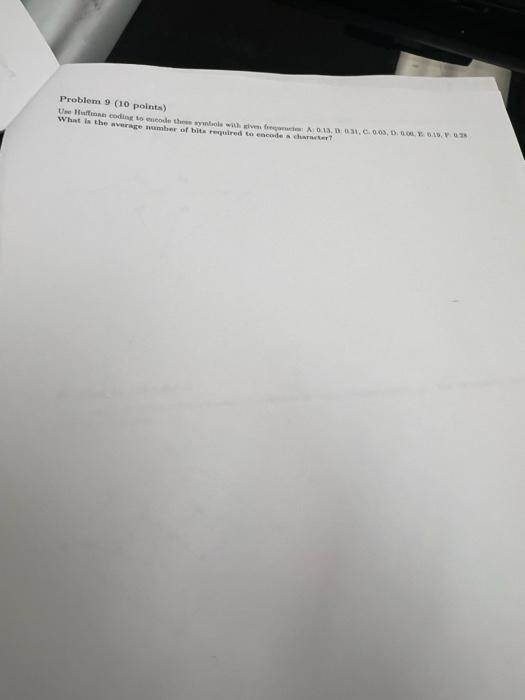 Solved Problem 9 (10 points) | Chegg.com