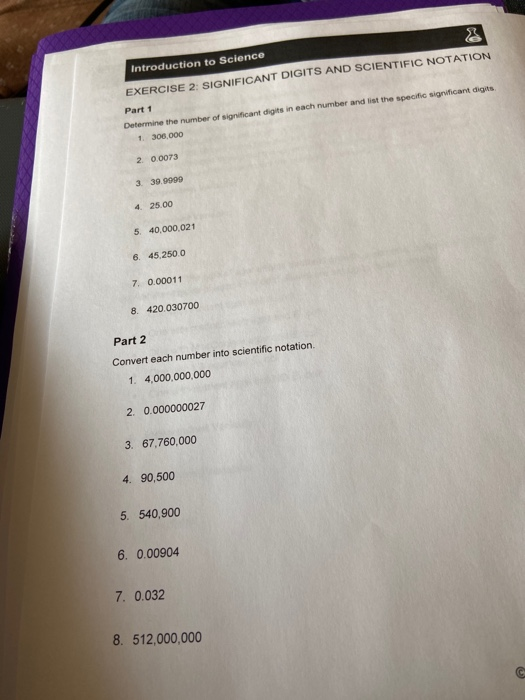 Solved Introduction to Science EXERCISE 2: SIGNIFICANT | Chegg.com
