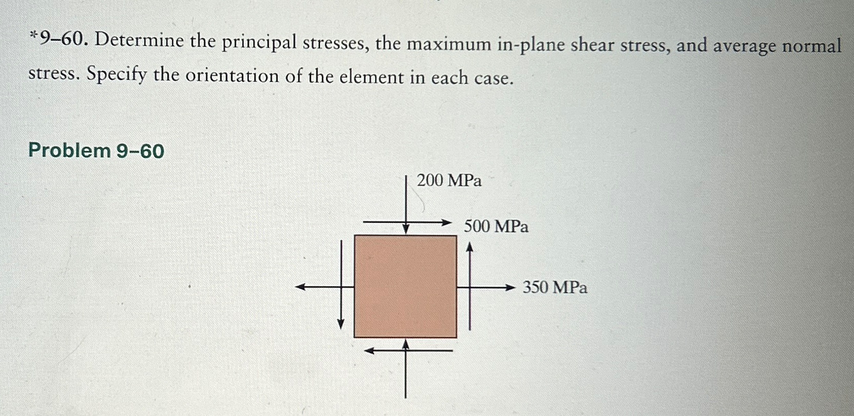 Solved *9-60. Determine the principal stresses, the maximum | Chegg.com Solved *9-60. Determine the principal stresses, the maximum | Chegg.com
