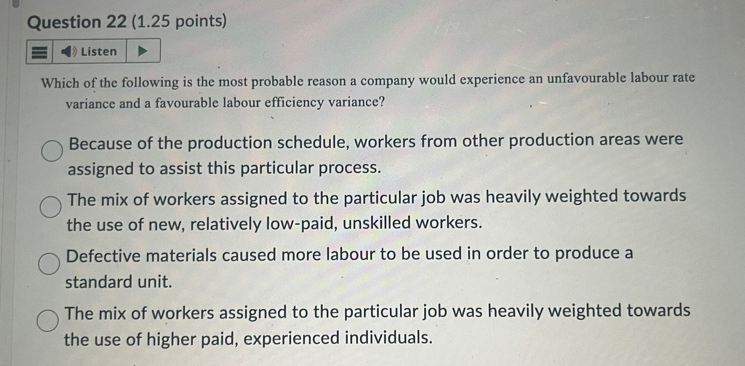 Solved Question 22 (1.25 ﻿points)ListenWhich of the | Chegg.com
