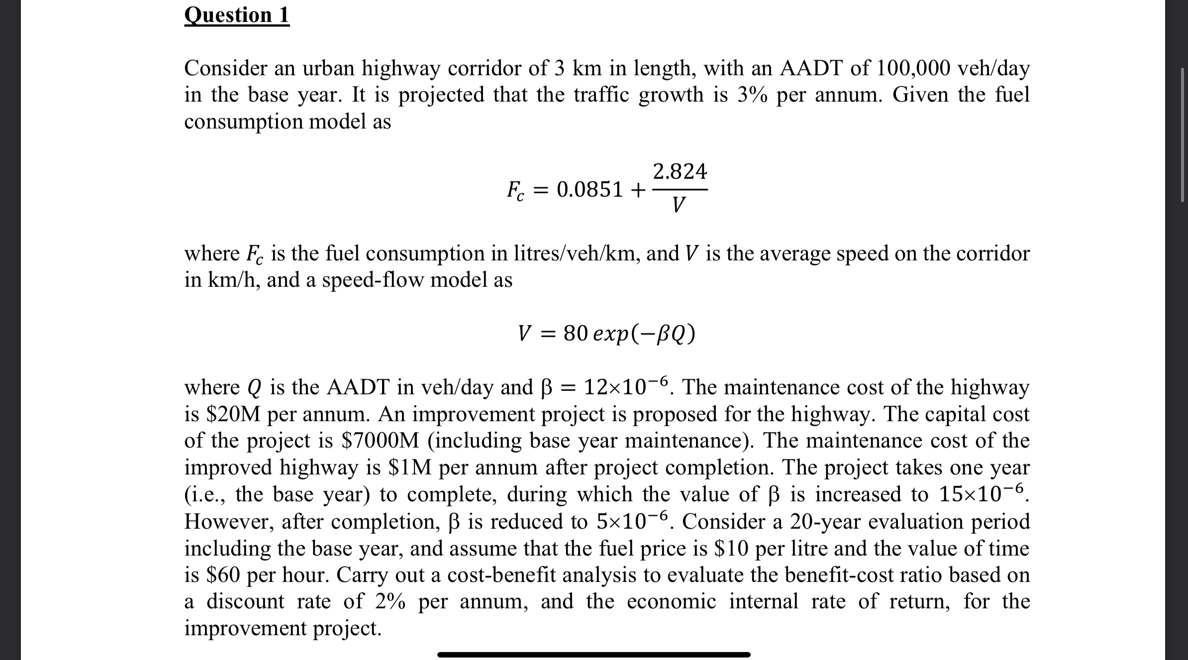 Solved Question 1Consider an urban highway corridor of 3 ﻿km | Chegg.com