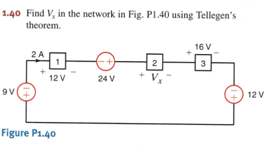1.40 ﻿Find Vx ﻿in the network in Fig. P1.40 ﻿using | Chegg.com
