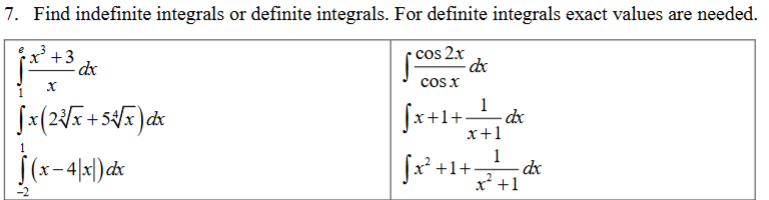Solved Find indefinite integrals or ﻿definite integrals. For | Chegg.com
