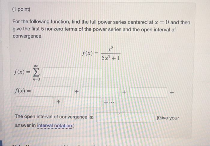 Solved (1 point) For the following function, find the full | Chegg.com