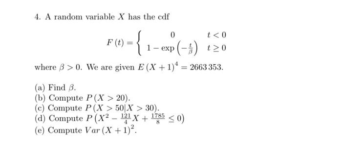Solved 4. A random variable X has the cdf | Chegg.com